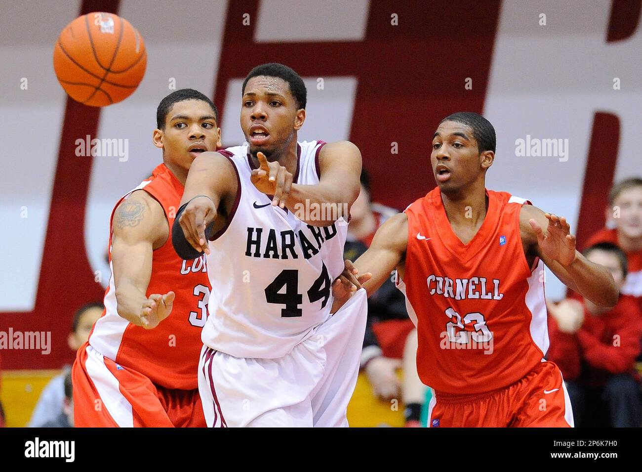 March 3, 2012: Harvard Crimson forward Keith Wright (44) makes a pass ...