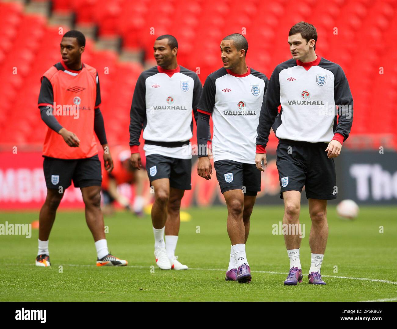 England's Daniel Sturridge, Ashley Cole, Theo Walcott and Adam Johnson ...