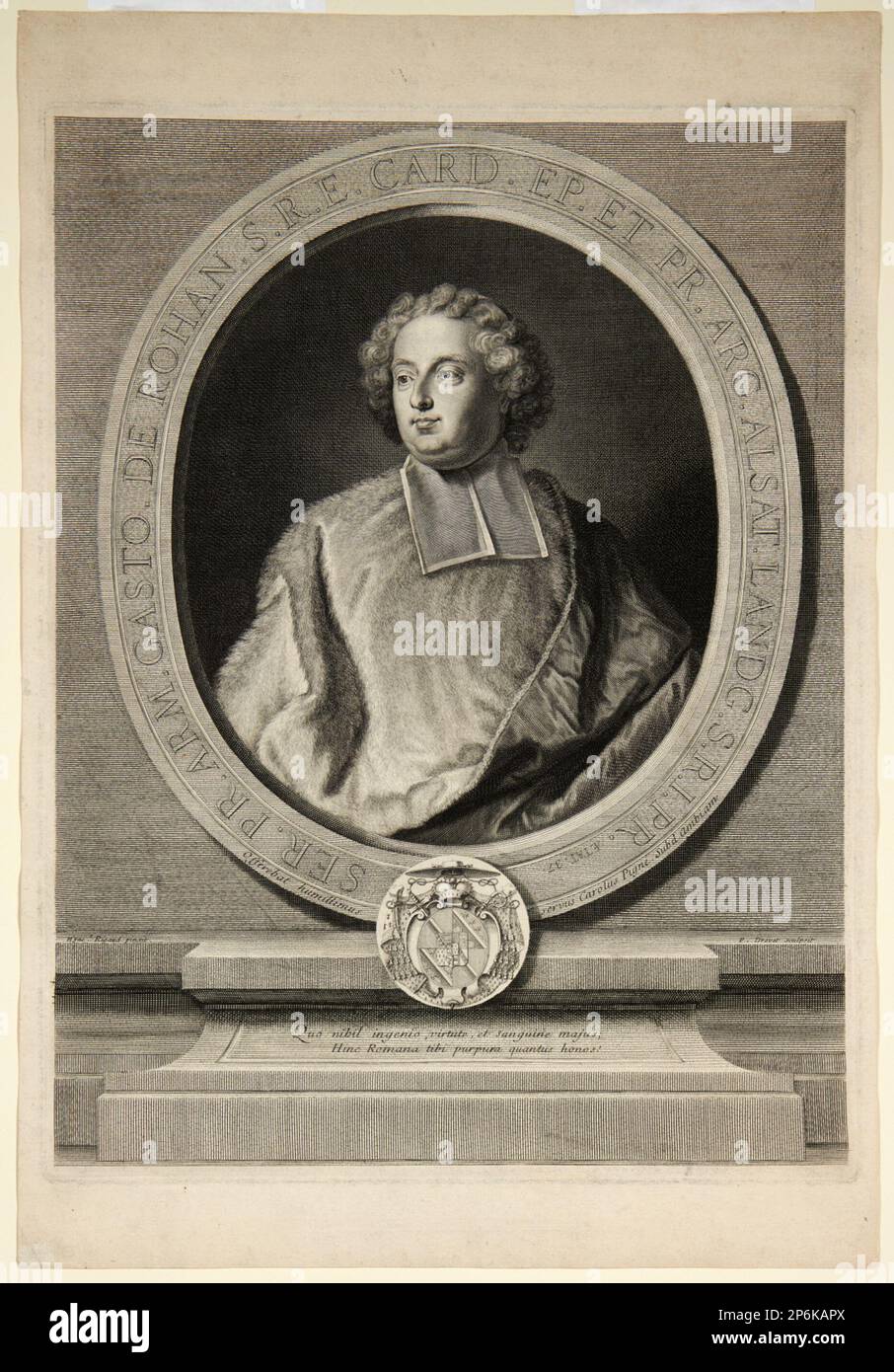 Pierre Drevet, Cardinal Armand-Gaston de Rohan, 1712, engraving Stock ...
