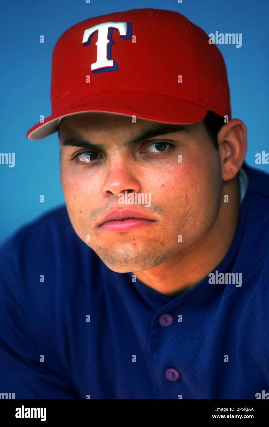 Ivan Rodriguez of the Texas Rangers during a game at Dodger Stadium in ...