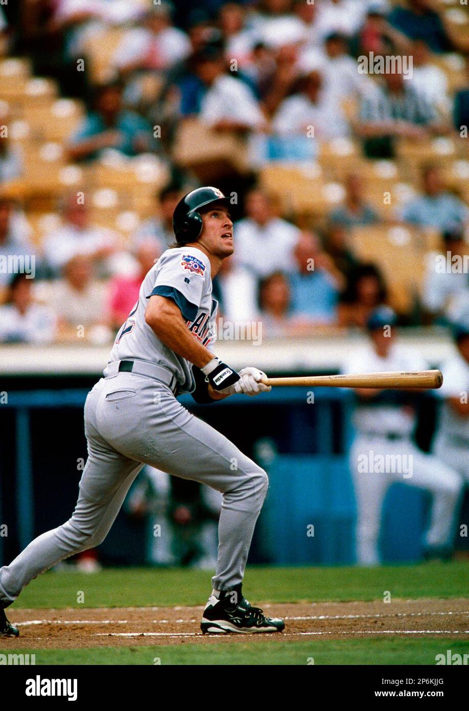 Steve Finley of the San Diego Padres during a game at Dodger Stadium in ...