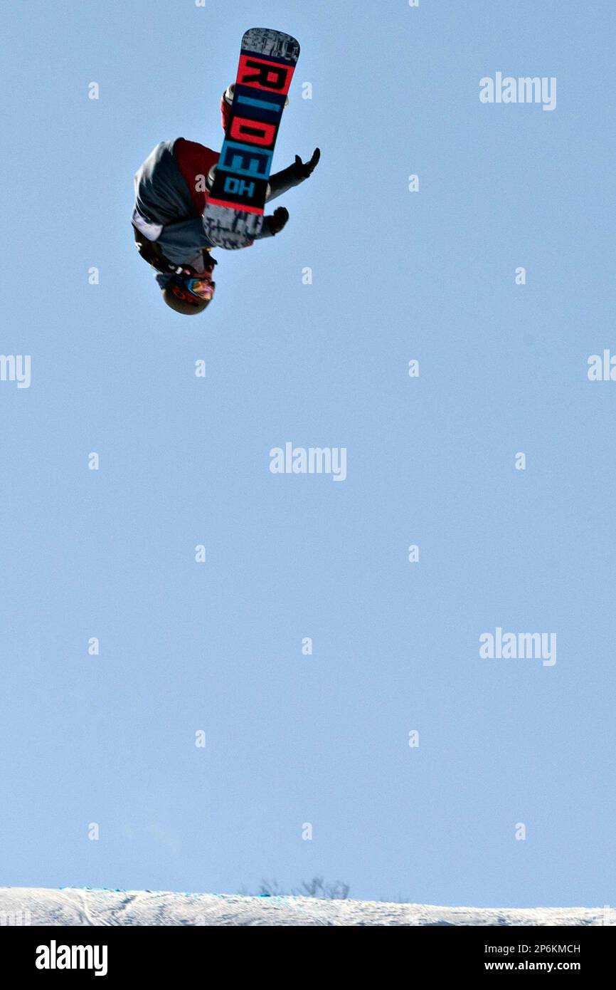 Maxence Parrot competes in the slopestyle event at the FIS World Cup ...