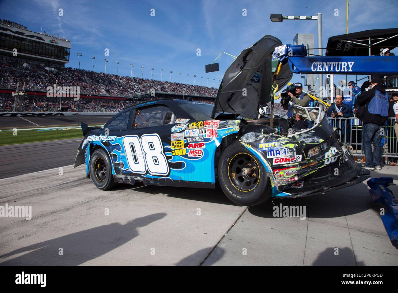 Daytona Beach, FL - FEB 25, 2012: Casey Roderick wrecks during the ...