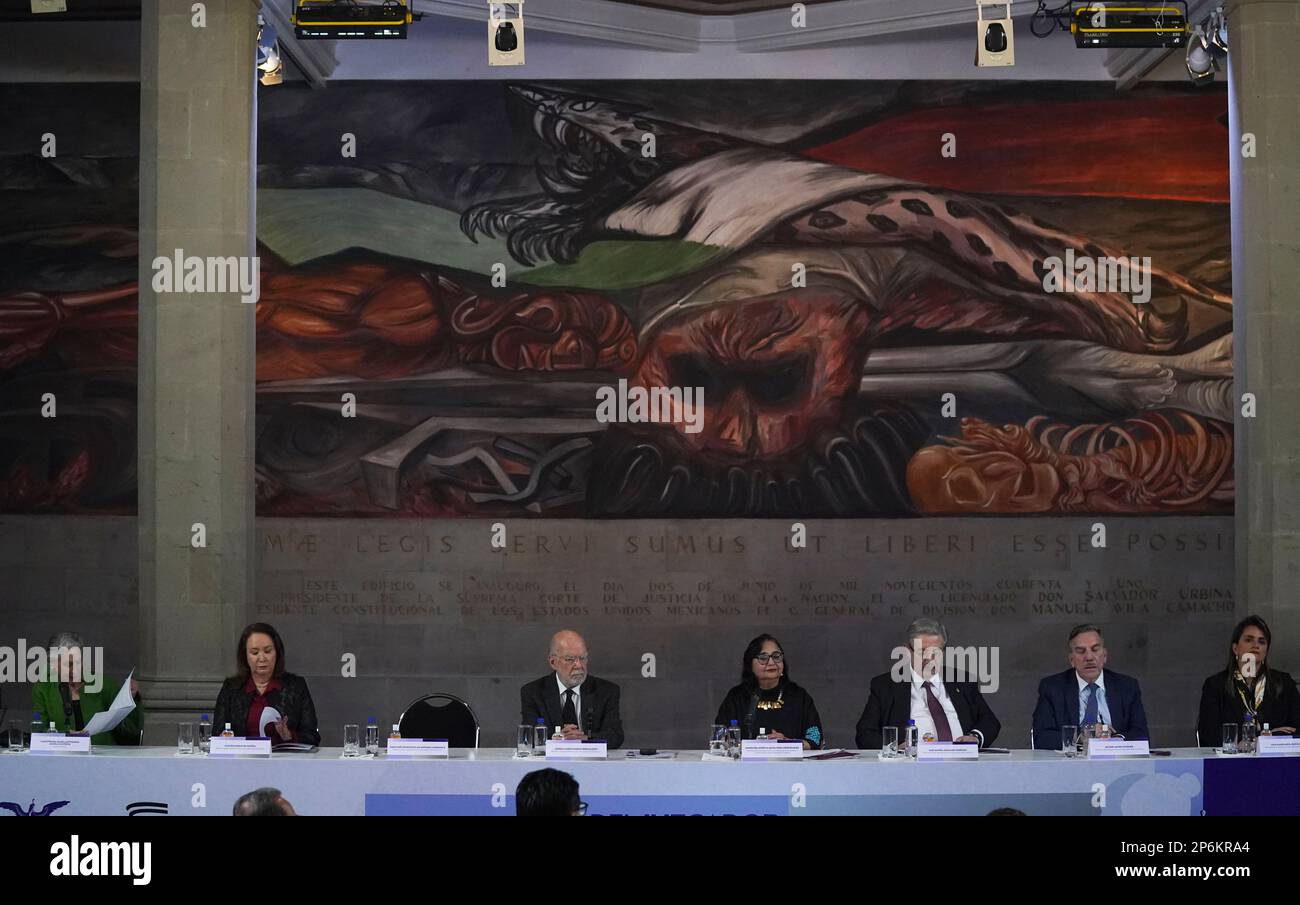Mexico's Supreme Court Chief Justice Norma Piña, center, attends the ...