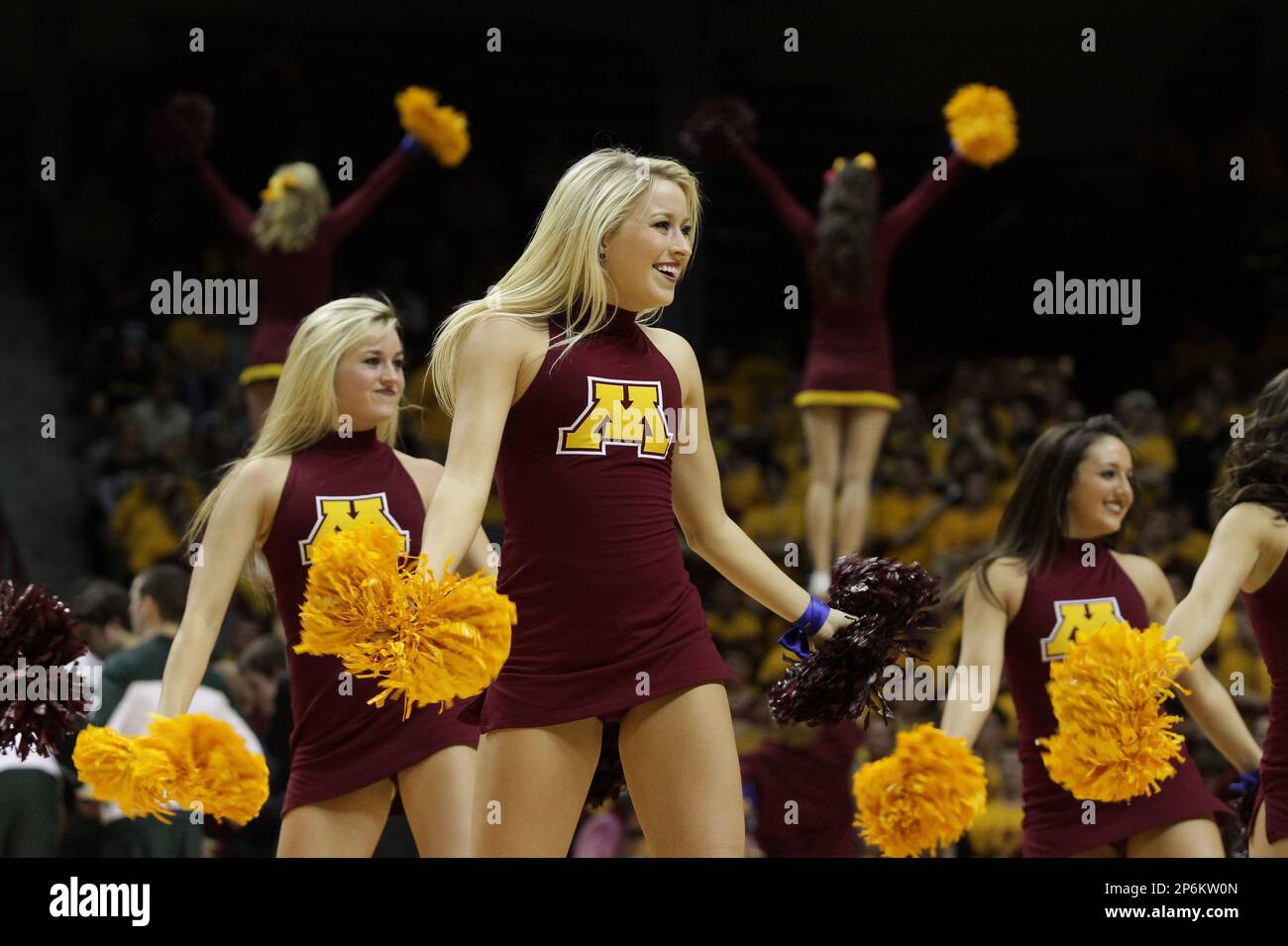 February 22, 2012: Minnesota Golden Gopher cheerleaders perform during ...