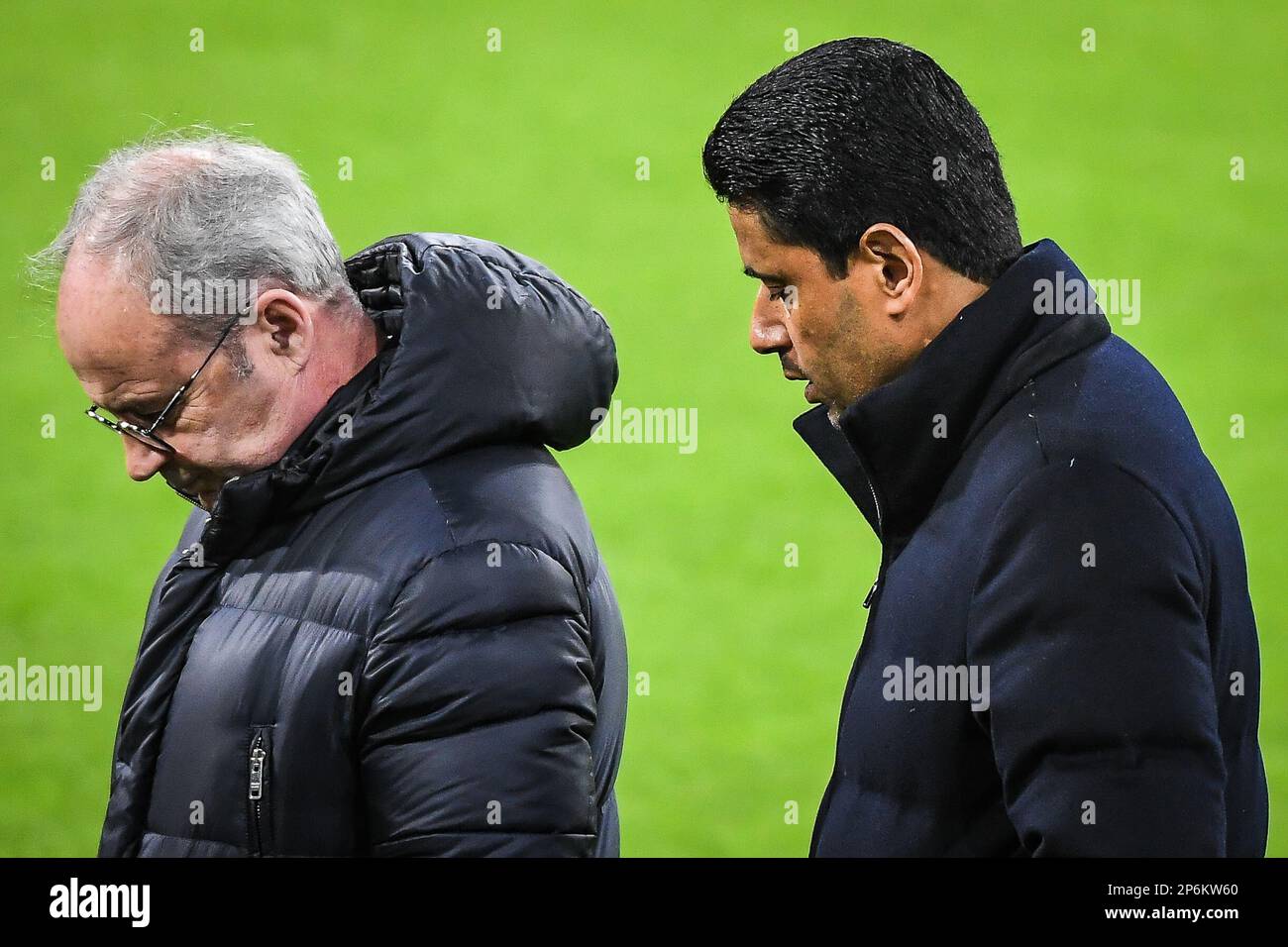 Luis CAMPOS of PSG and Nasser AL-KHELAIFI of PSG during the training of ...