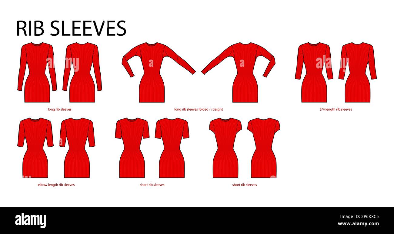 Set of Rib sleeves clothes knit long, short, 3-4, elbow length, folded ...