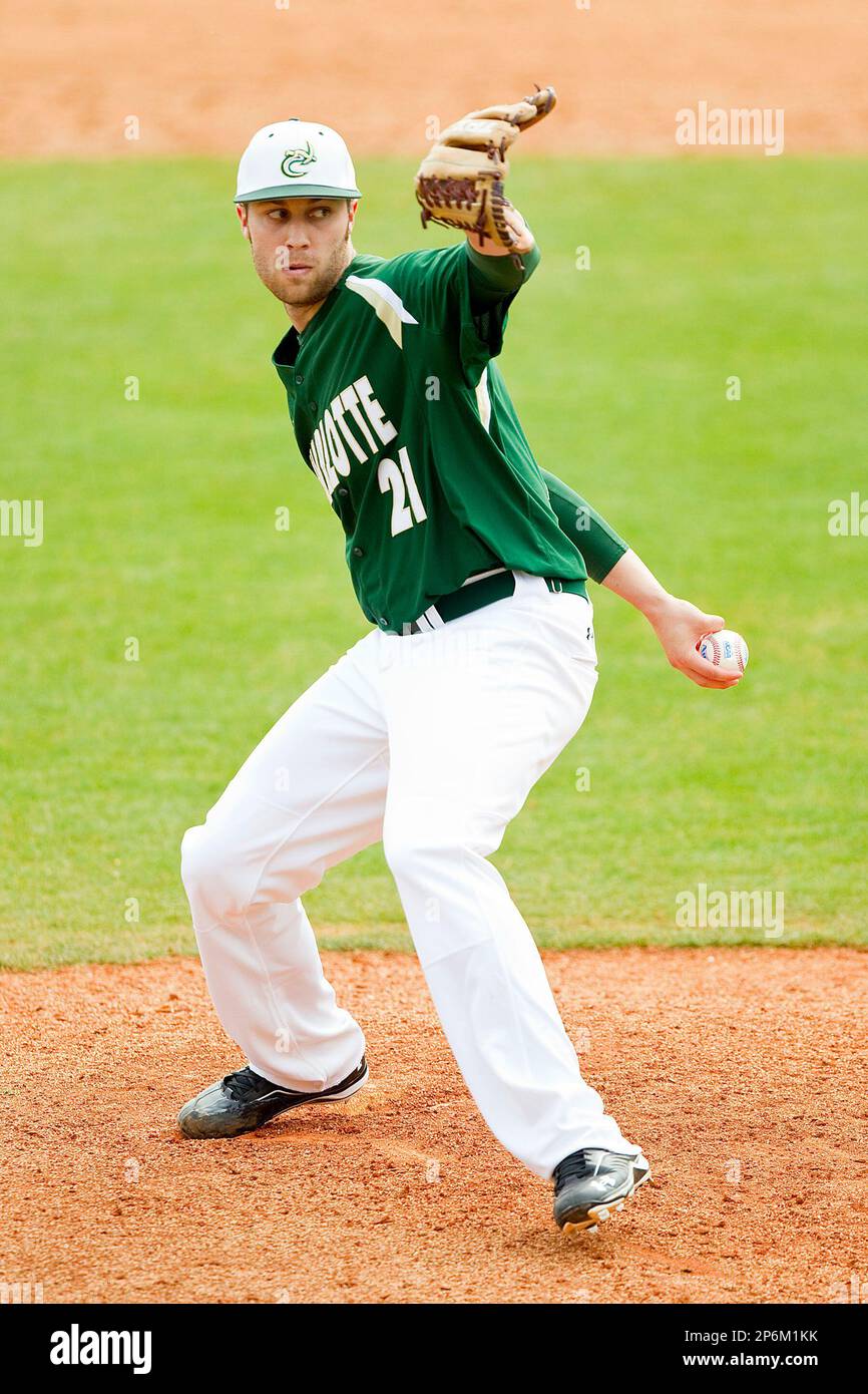 Relief pitcher Chad Rothlin #21 of the Charlotte 49ers in action ...