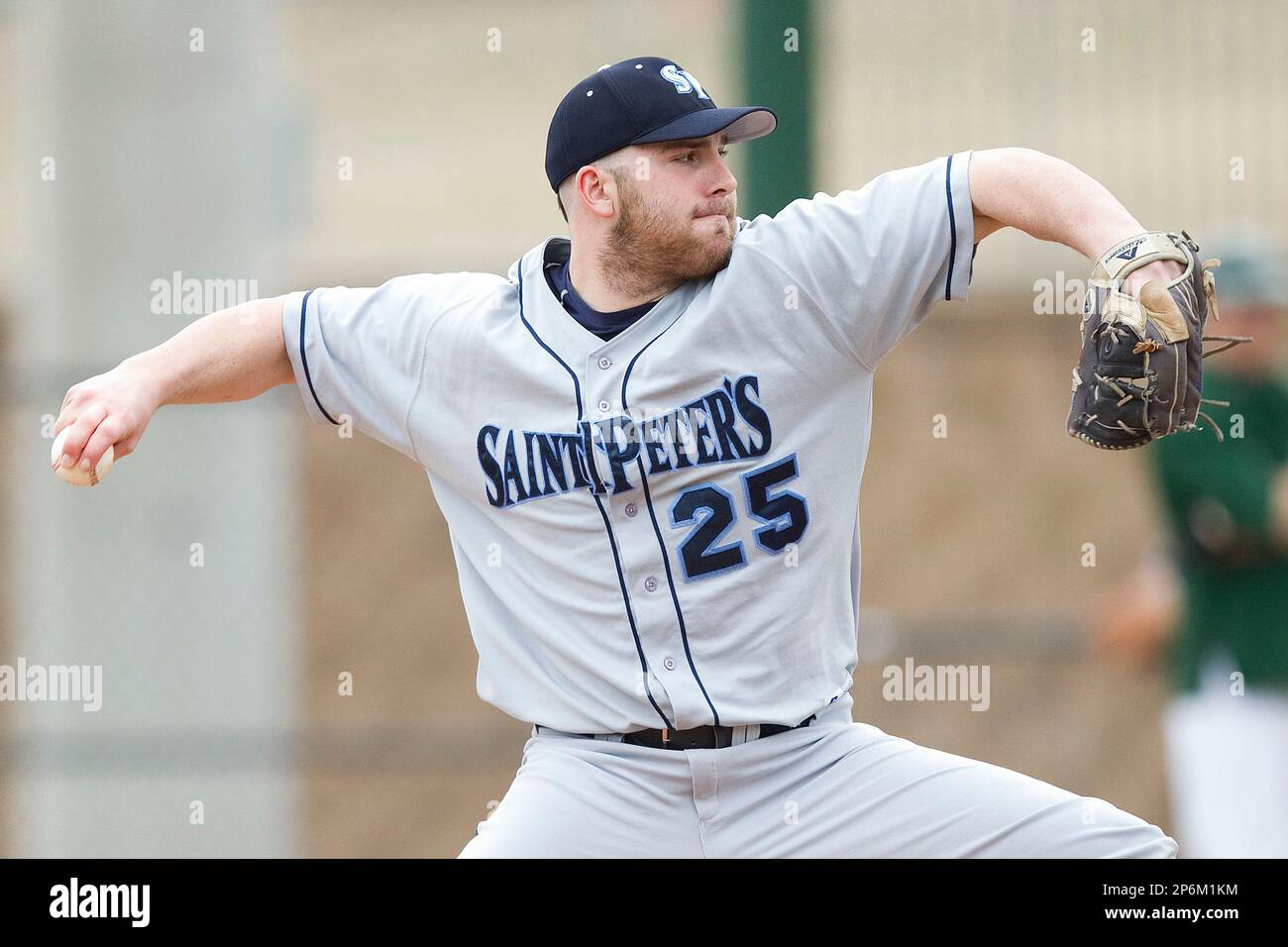 Starting pitcher Dominick Macaluso #25 of the Saint Peter's Peacocks in ...
