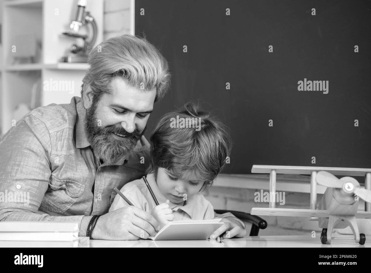 Concept of education and reading. After school teaching. Private child ...