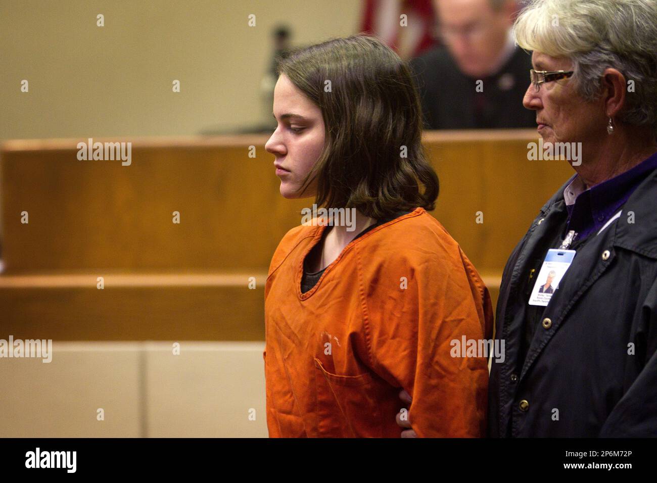 Rachel Pittman, 17, is lead into court Friday, Feb. 17, 2012 at the Bi ...