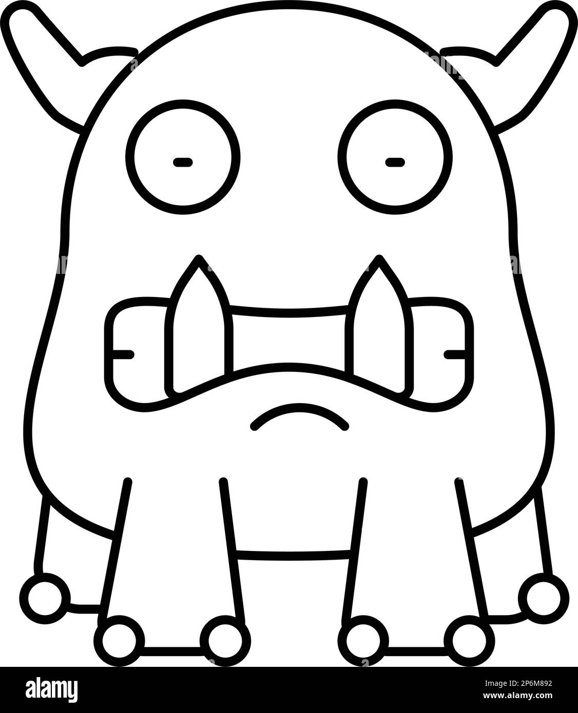 teeth monster alien line icon vector illustration Stock Vector Image ...