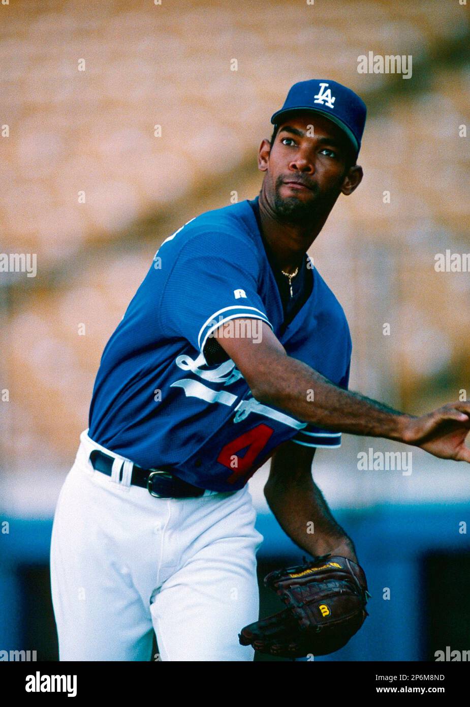 Ramon Martinez of the Los Angeles Dodgers during a game at Dodger ...