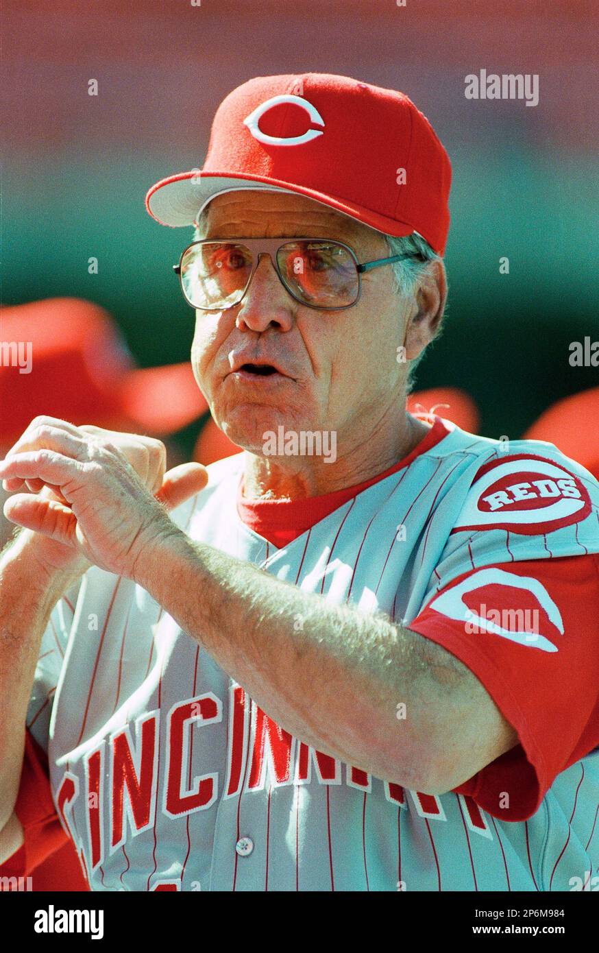 Cincinnati Reds Manager Jack McKeon during a game at Dodger Stadium in ...