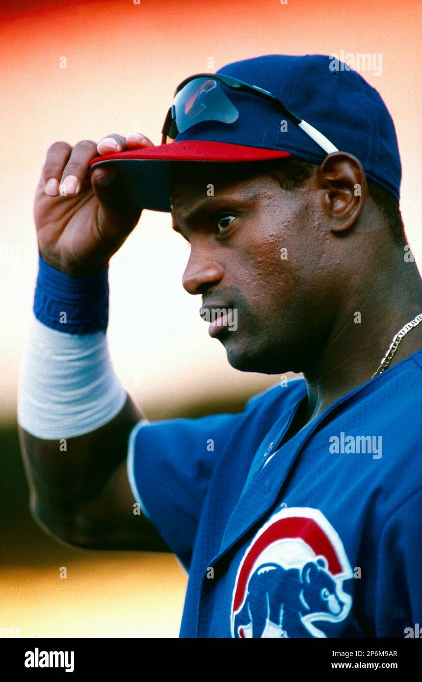 Sammy Sosa of the Chicago Cubs during a game at Dodger Stadium in Los ...