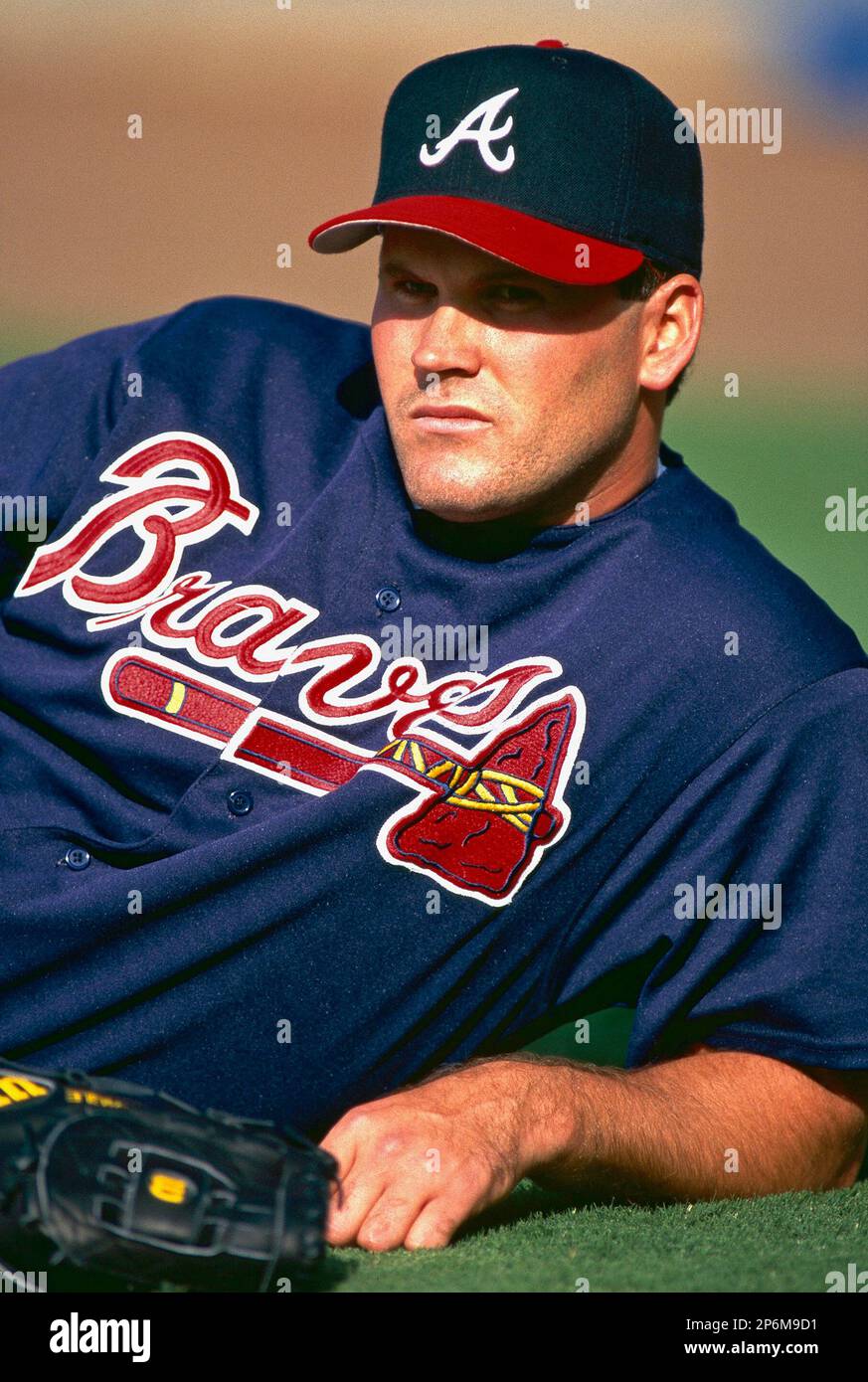 Denny Neagle of the Atlanta Braves during a game at Dodger Stadium in ...