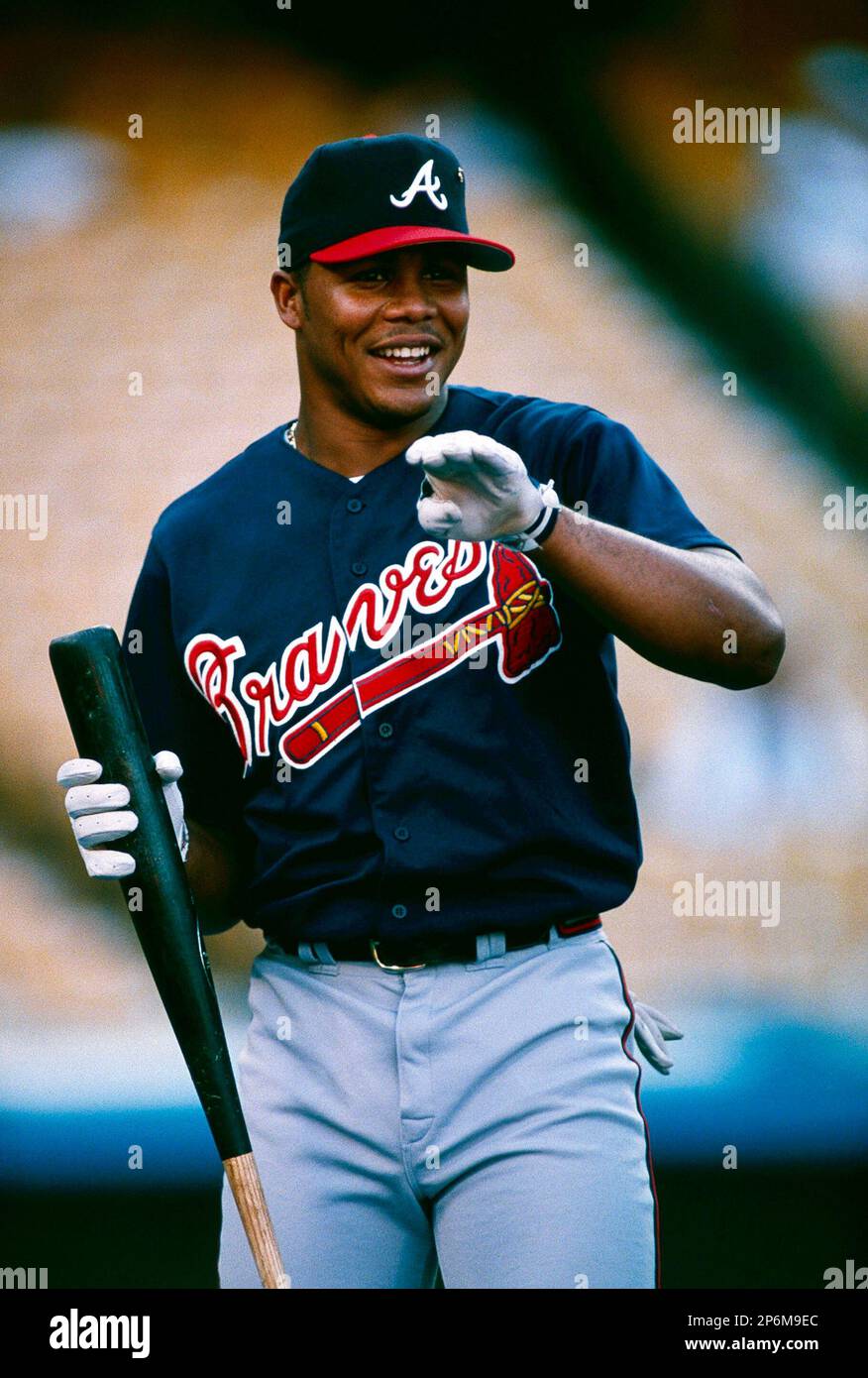 Andruw Jones of the Atlanta Braves during a game at Dodger Stadium in ...