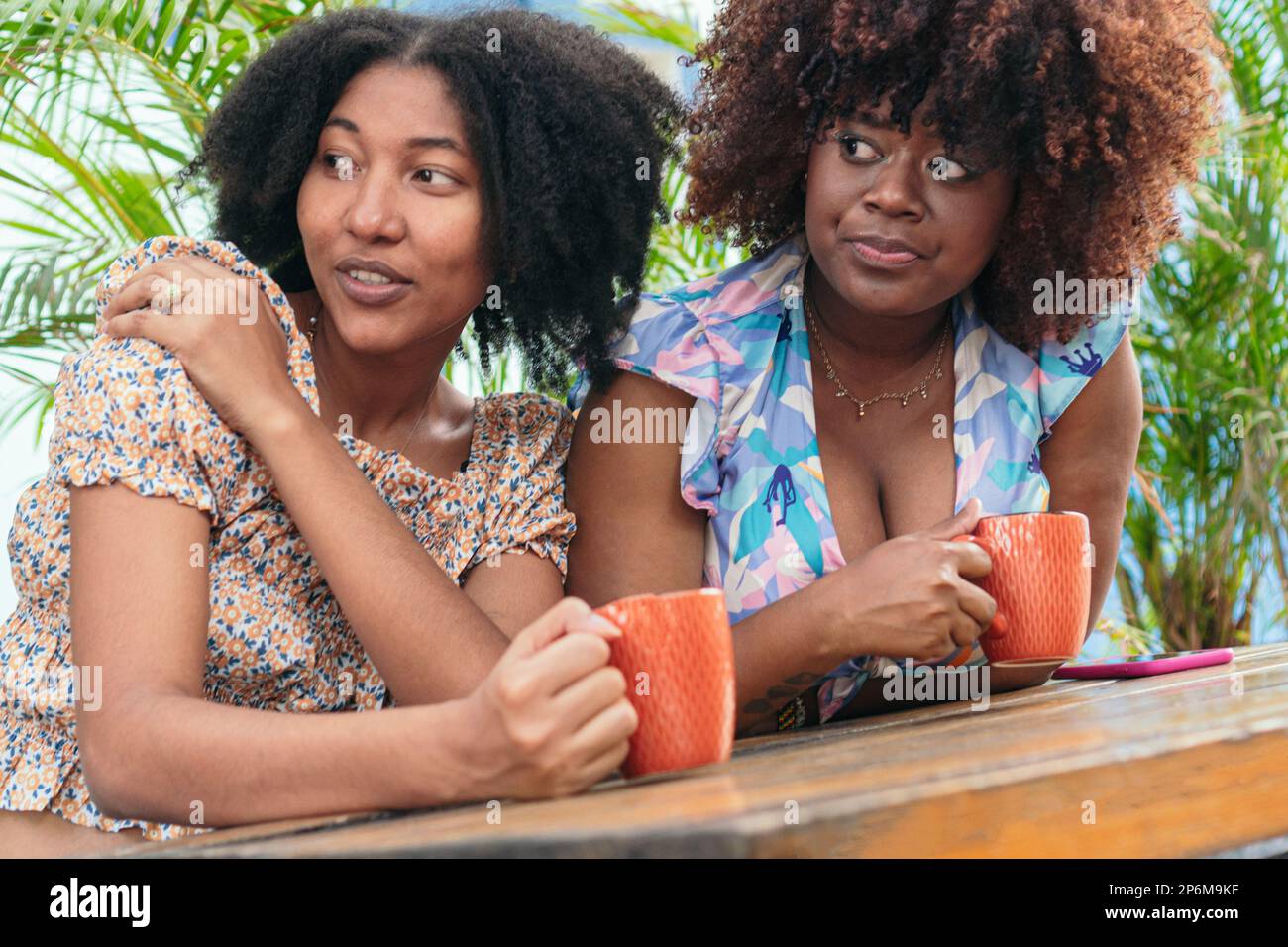 Young women taking a coffee break at the cafe Stock Photo - Alamy