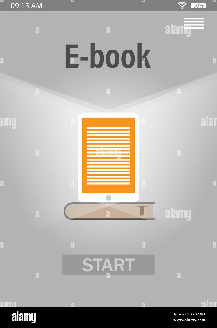 Ebook application on screen of gadget, illustration Stock Photo - Alamy