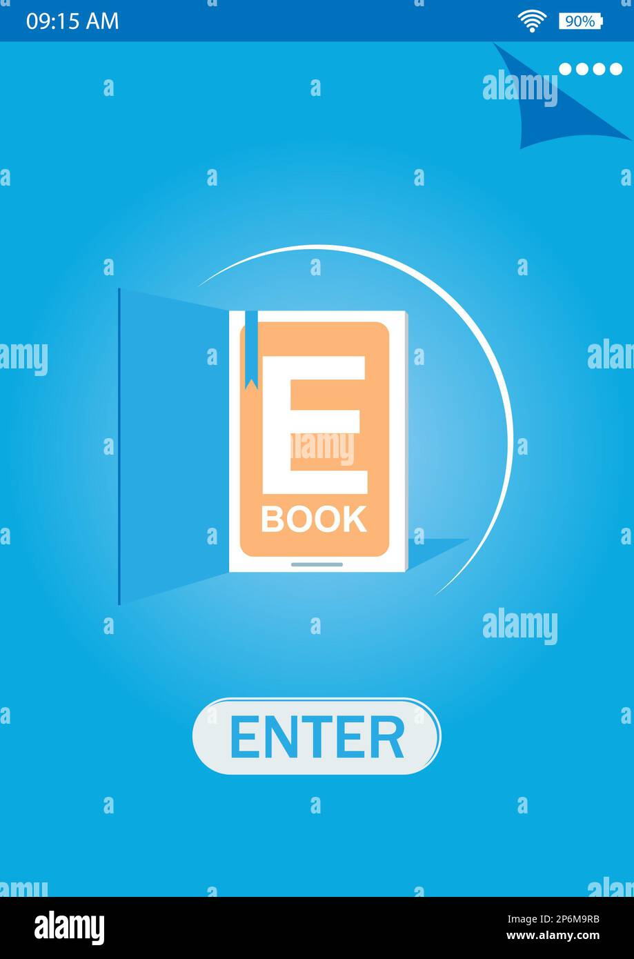 Ebook application on screen of gadget, illustration Stock Photo - Alamy