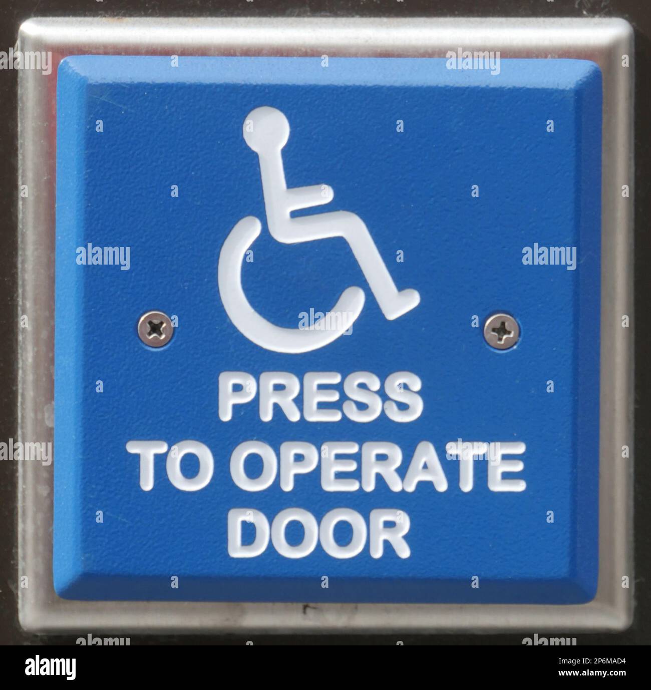 Wheelchair button with text Stock Photo - Alamy
