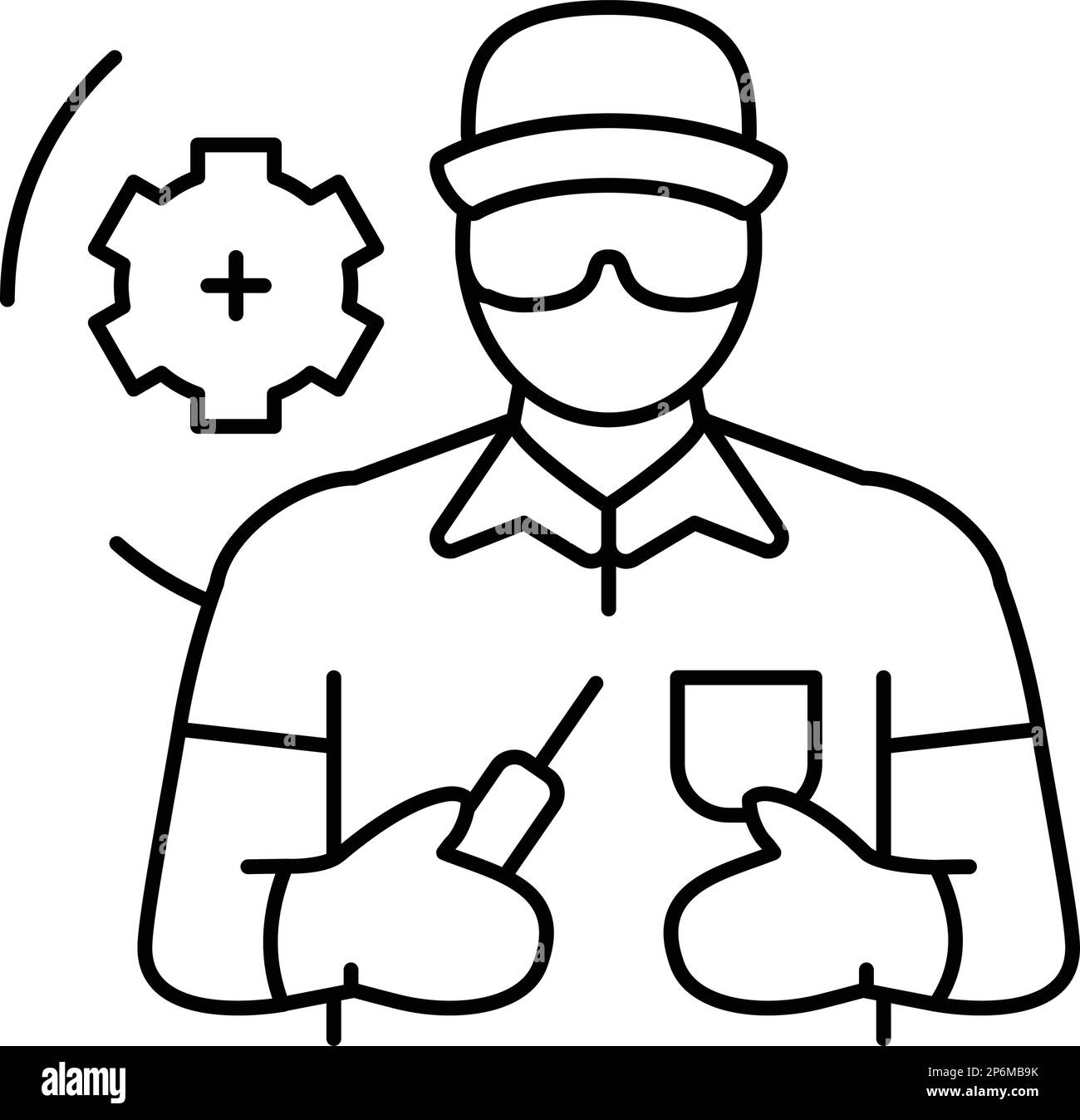 equipment service technician line icon vector illustration Stock Vector ...