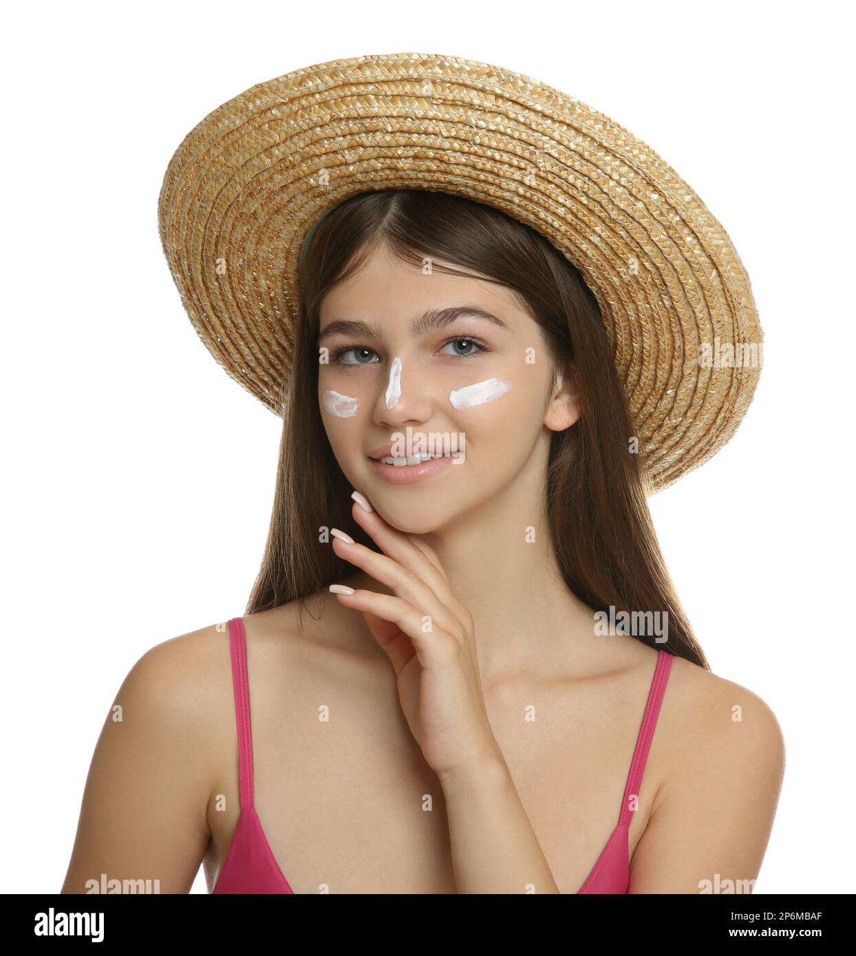 Teen girl sunscreen face hi-res stock photography and images - Alamy
