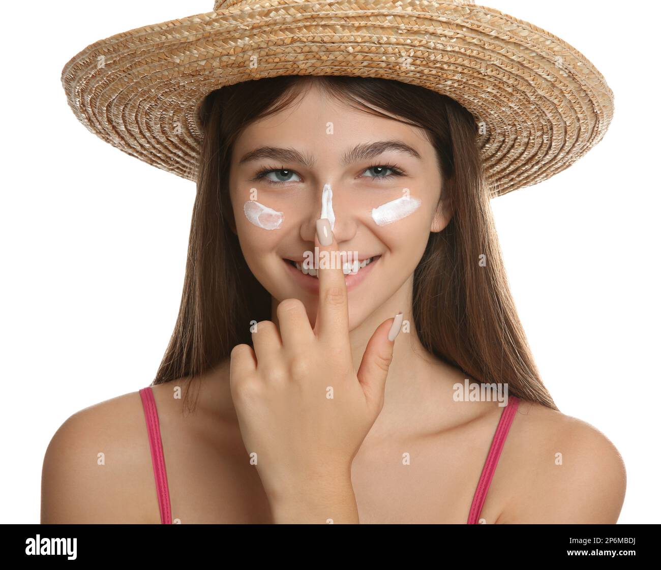 Teen girl sunscreen face hi-res stock photography and images - Alamy