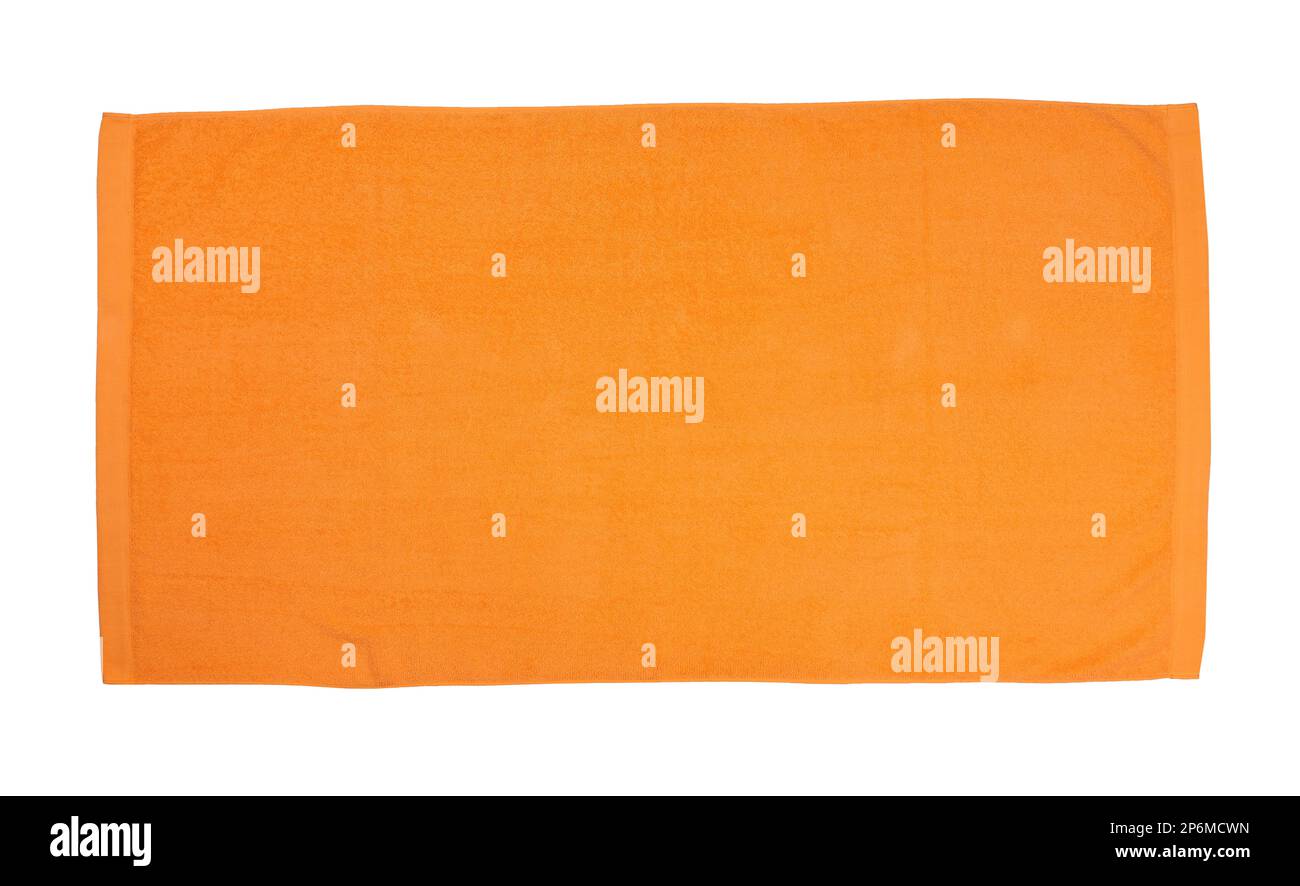 Orange beach towel isolated on white, top view Stock Photo - Alamy