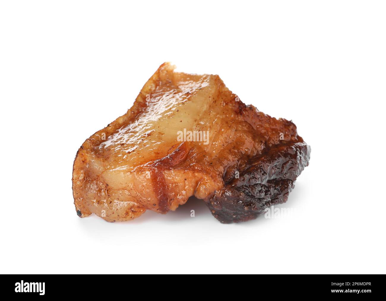 Tasty fried crackling isolated on white. Cooked pork lard Stock Photo ...