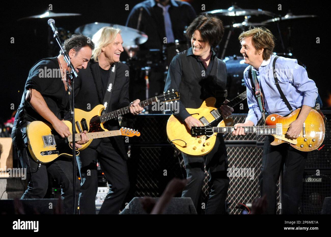 LOS ANGELES, CA - FEBRUARY 12: (L-R) Bruce Springsteen, Joe Walsh ...