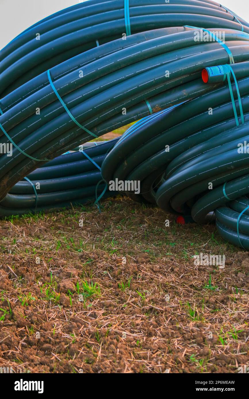 Plumbing installation.Green water pipes set.Plumbing plastic flexible ...