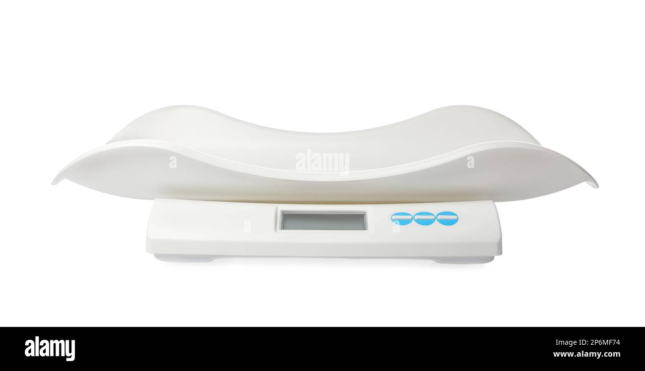Modern digital baby scales isolated on white Stock Photo - Alamy