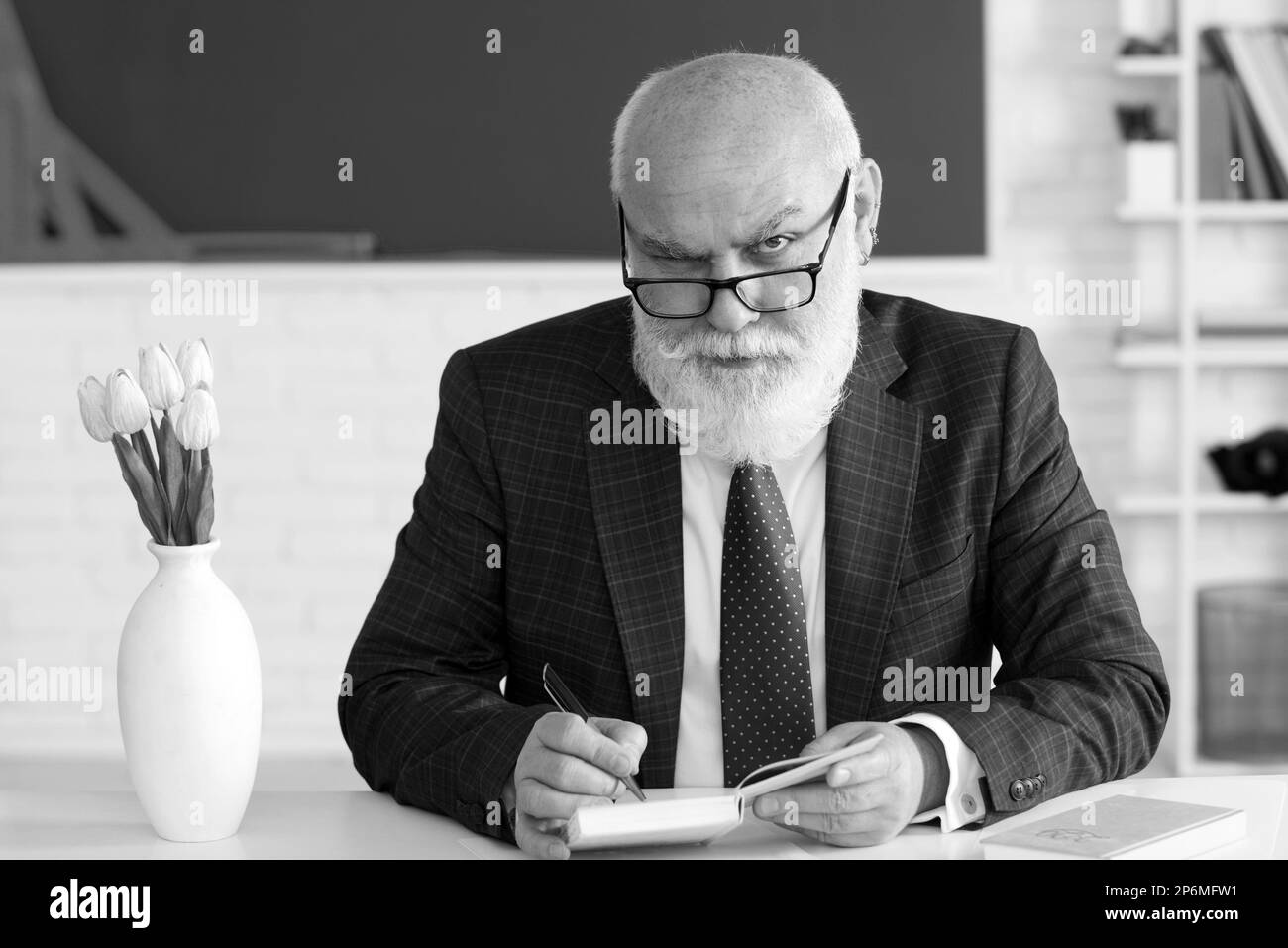 Serious professor. People scientist occupation, knowledge, learning and ...