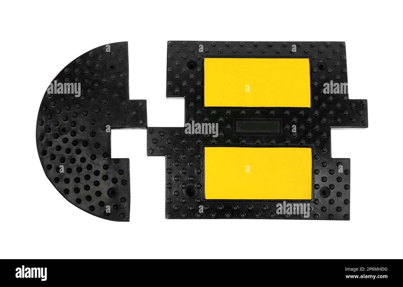 Parts of speed bump isolated on white, top view Stock Photo - Alamy
