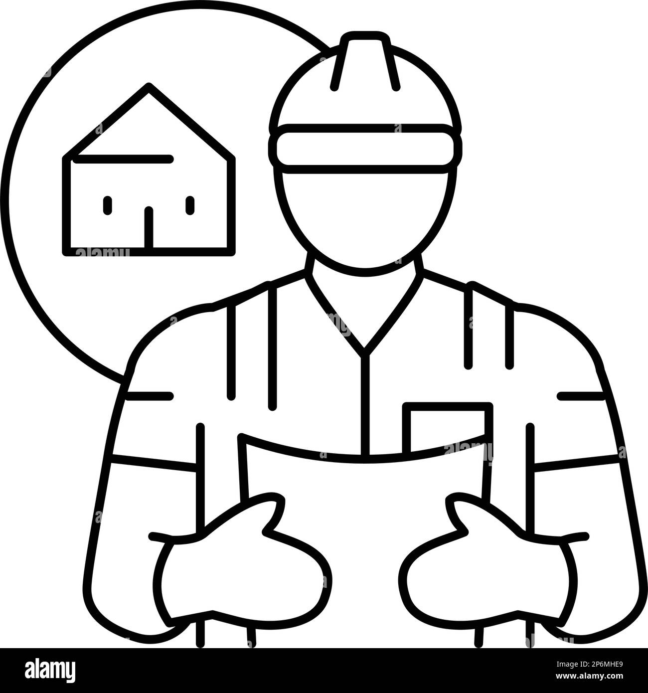 civil engineer worker line icon vector illustration Stock Vector Image ...
