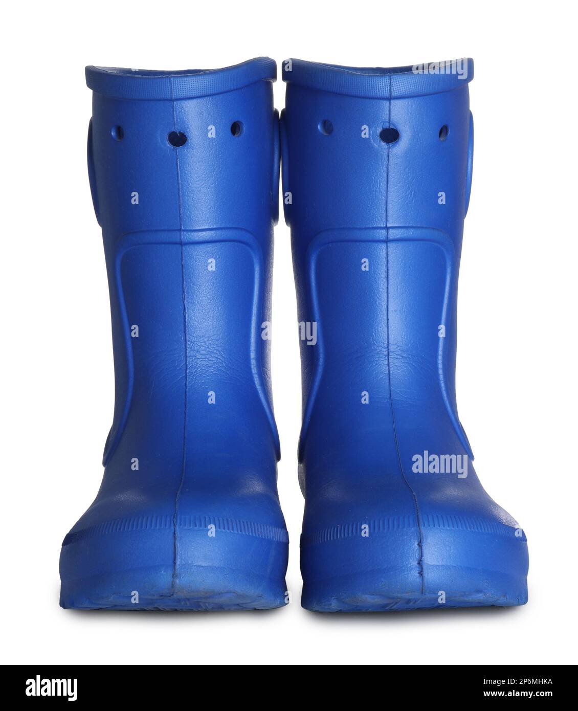 Modern blue rubber boots isolated on white Stock Photo - Alamy