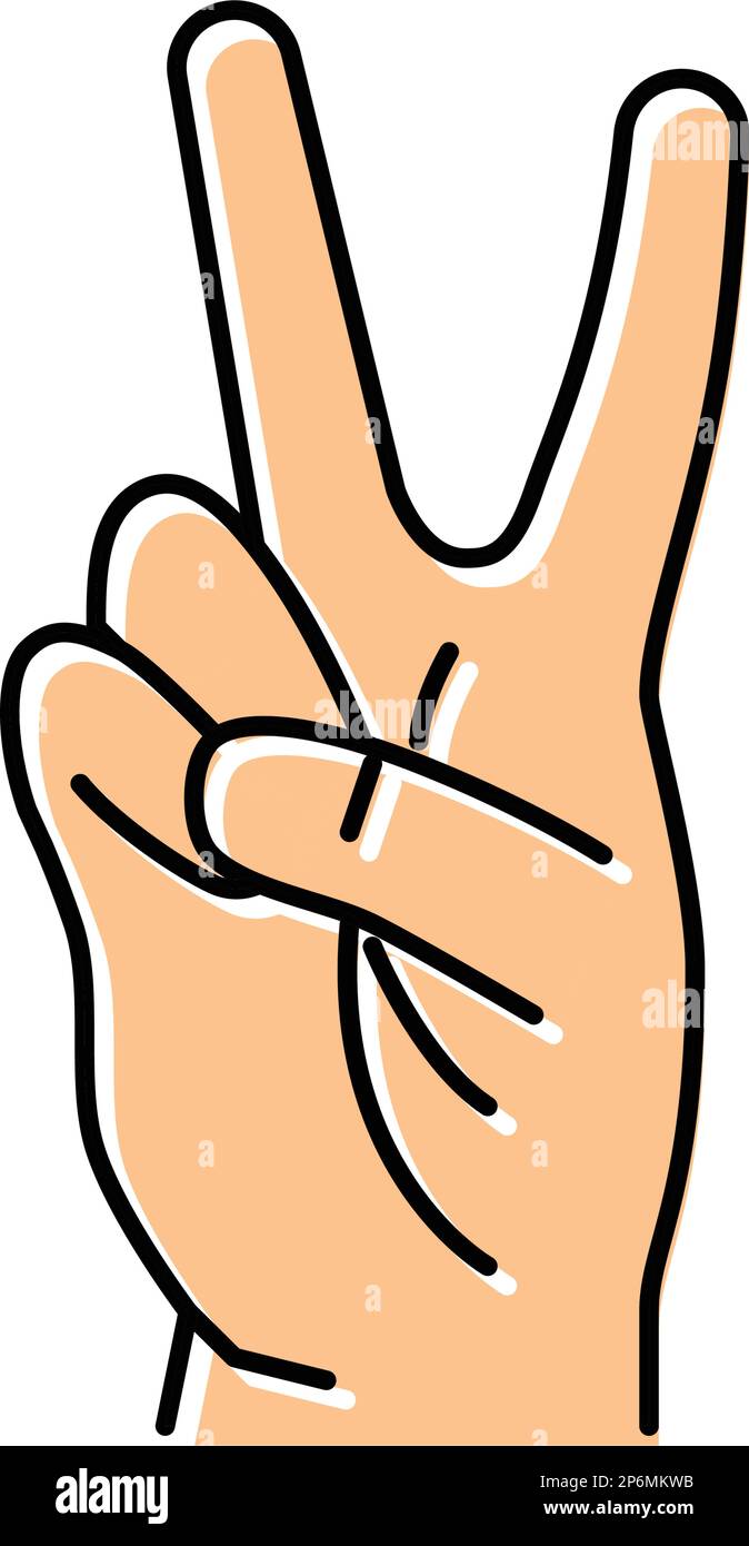 two number hand gesture color icon vector illustration Stock Vector Image & Art - Alamy