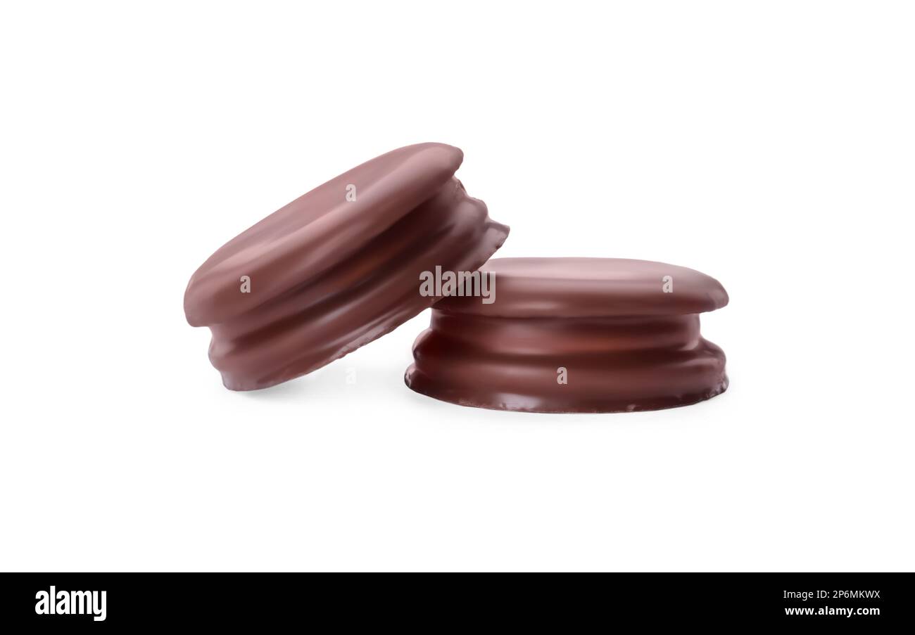 Delicious choco pies on white background. Classic snack cakes Stock ...