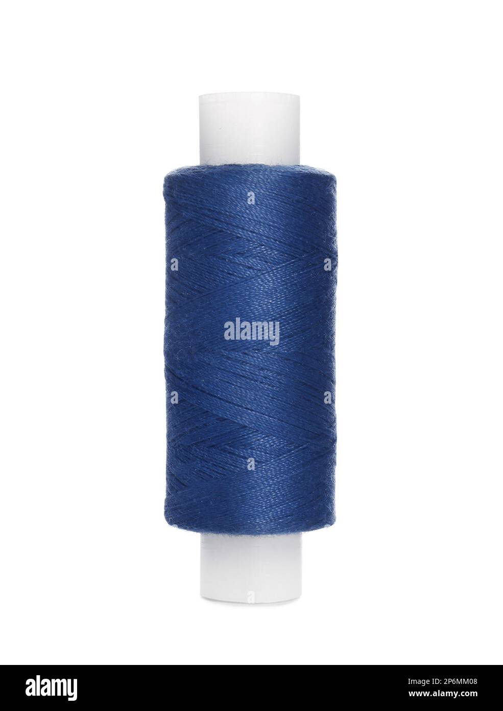 Spool of dark blue sewing thread isolated on white Stock Photo - Alamy