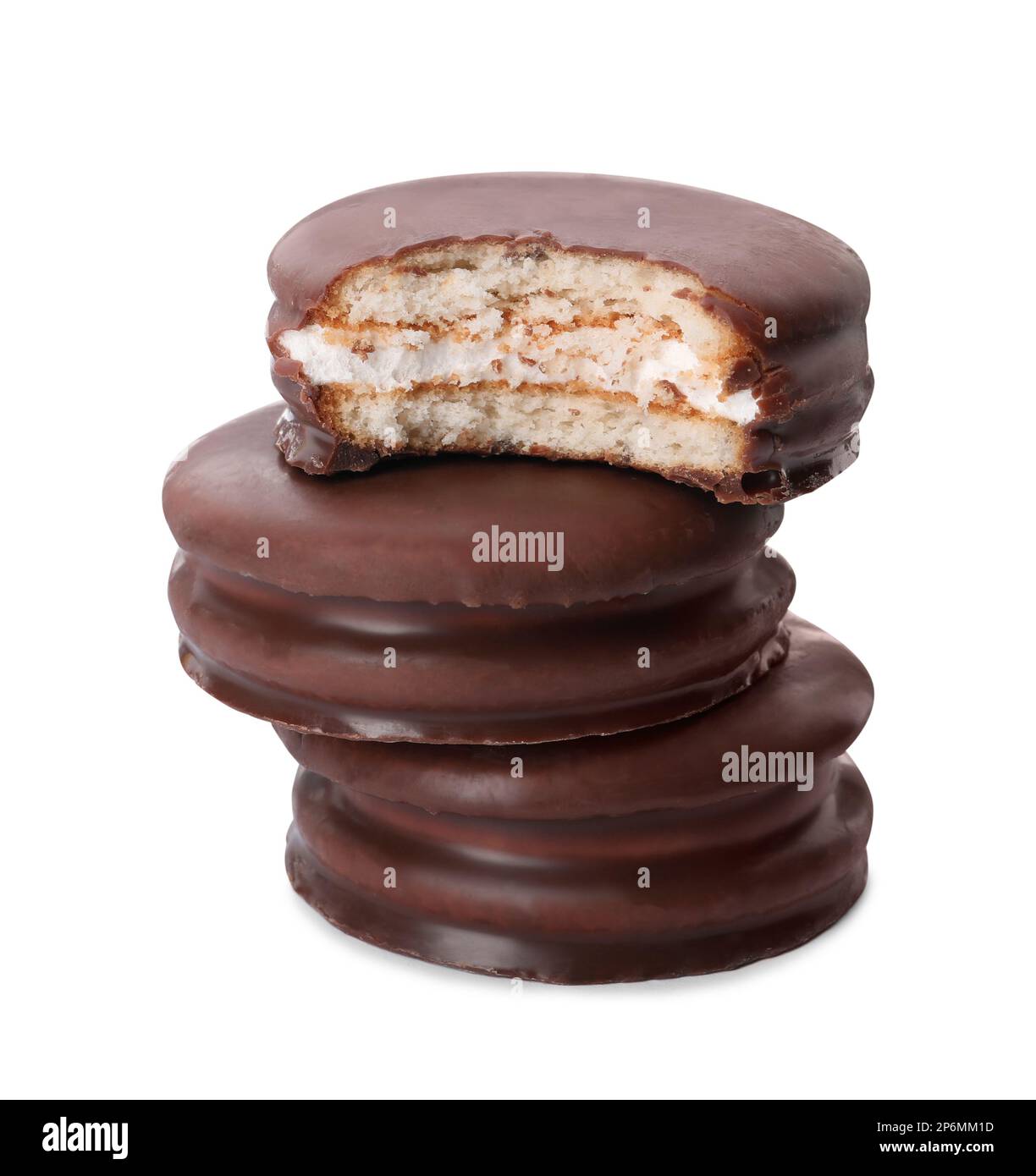 Delicious choco pies on white background. Classic snack cakes Stock ...