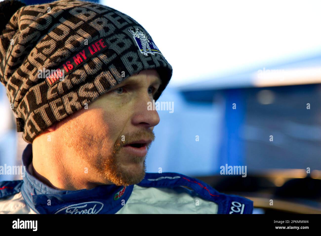 Norway's Petter Solberg, who drives a Ford Fiesta WRC, looks on during ...