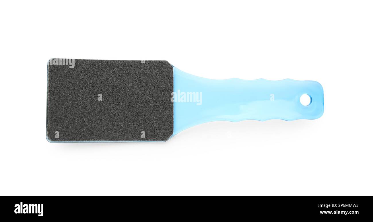 Light blue foot file on white background, top view. Pedicure tool Stock ...