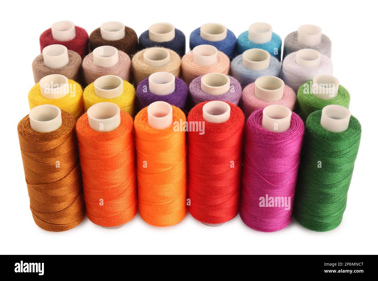 Set of colorful sewing threads on white background Stock Photo - Alamy