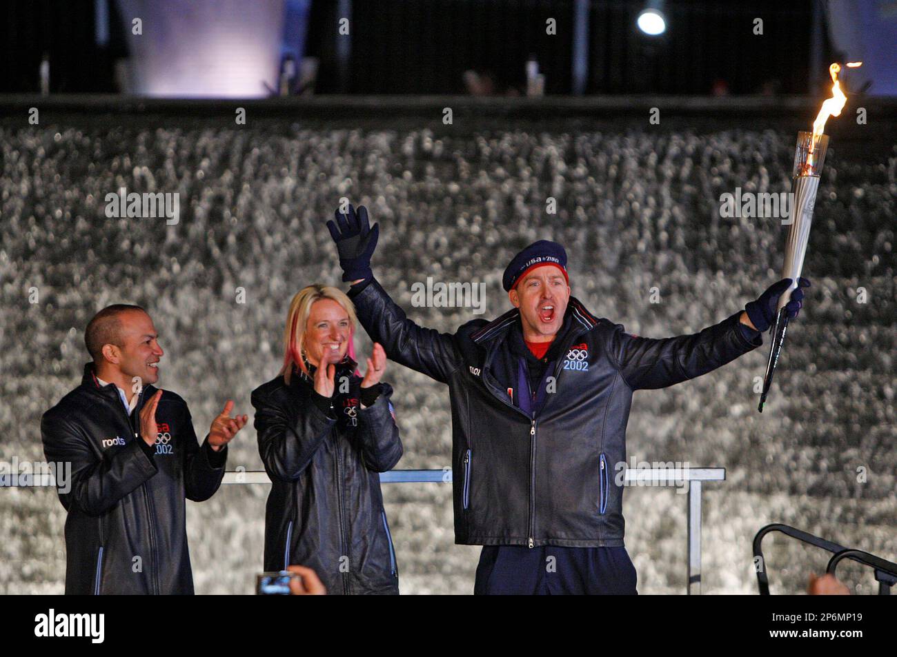 Former Olympians Derek Parra, Shannon Bahrke and Jimmy Shea, from left ...