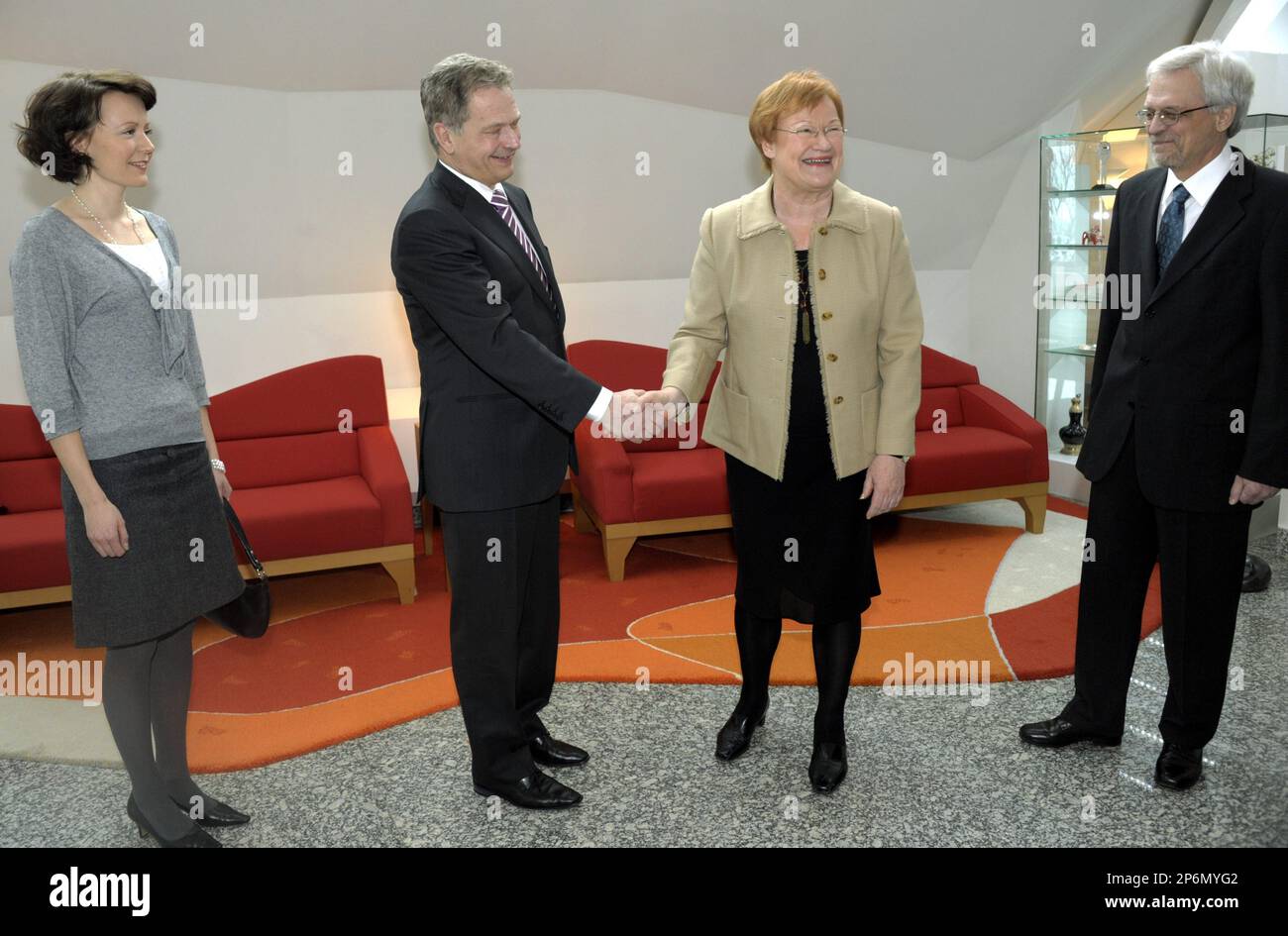 Finnish President Tarja Halonen, 2nd right, and her husband Pentti ...