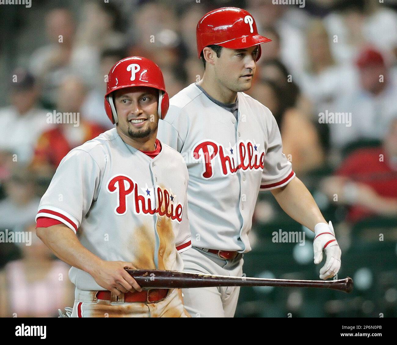 Phillies OF Shane Victorino and Pat Burrell on Saturday May 24th at ...