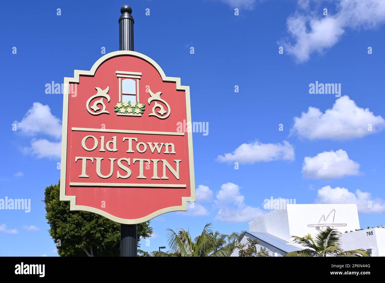 TUSTIN, CALIFORNIA - 7 MAR 2023: Old Town Tustin sign, an area centered ...