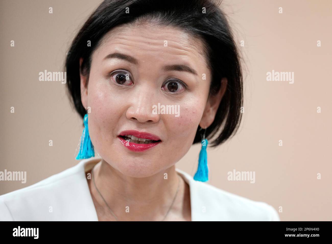 Prosecutor Tomoko Suzuki speaks during an interview at Tokyo District Public Prosecutors Office ...