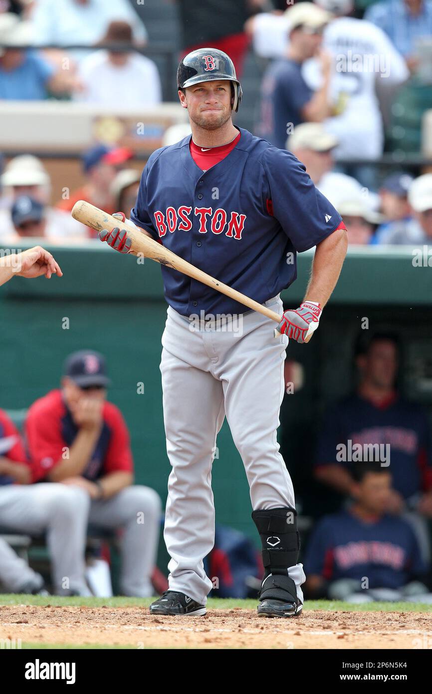 Boston Red Sox outfielder Daniel Nava #60 at bat during a spring ...